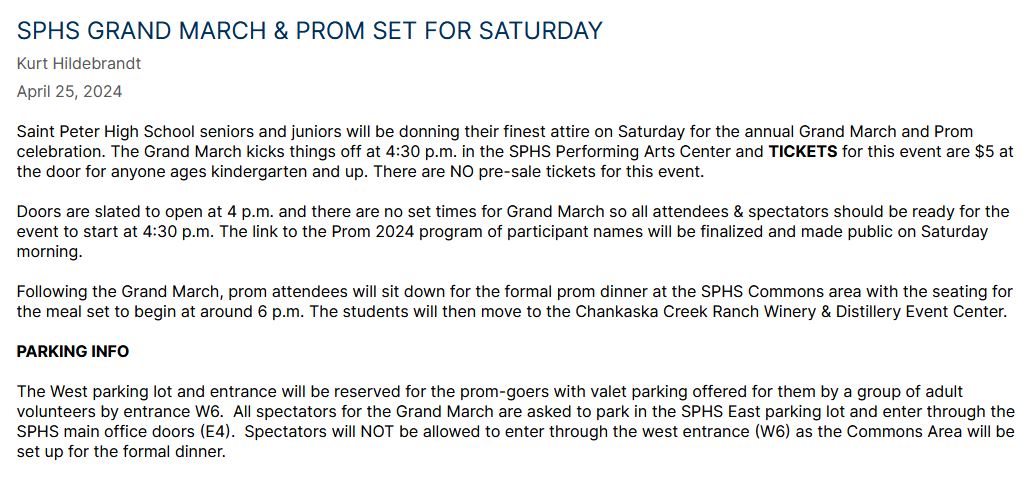 SPHS 2024 Grand March & Prom - St. Peter Chamber